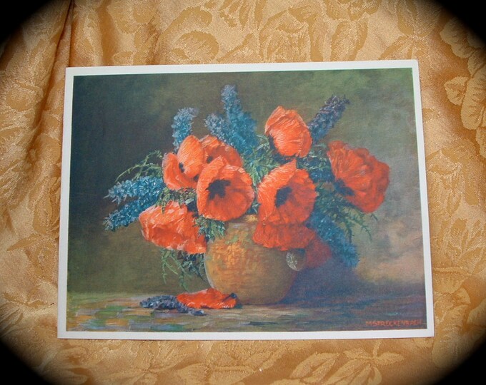 1920s 1930s Lithograph of Red Poppies by M Streckenbach. - Etsy