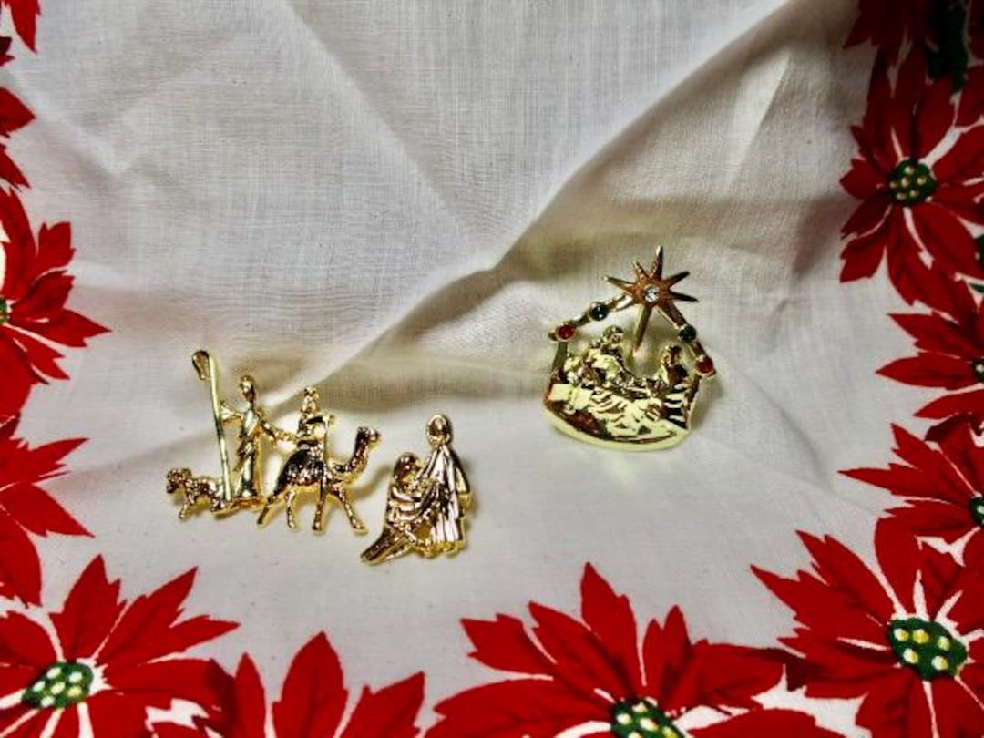 A Vintage Set of Nativity Pins/brooches in a Gold Tone. - Etsy