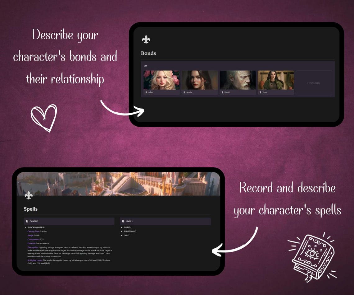 Notion Character Template / Notion for Writers / Dungeons and Dragons D ...