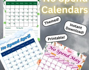 No Spend 2025 Calendar – Minimalist Monthly Planner for Budgeting ...