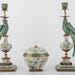 Porcelain Green Parrots Candlesticks, Candle Holders Pair With Bronze ...