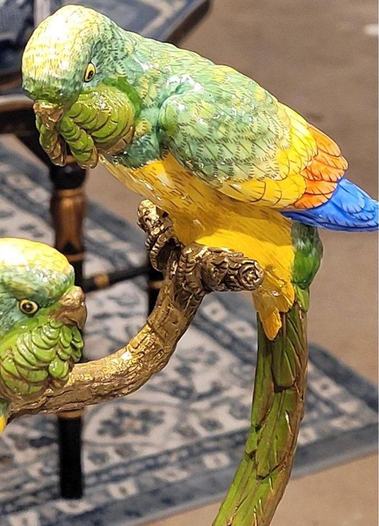 Porcelain Double Parrots Figurine With Bronze Ormolu - Etsy