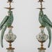 Porcelain Green Parrots Candlesticks, Candle Holders Pair With Bronze ...