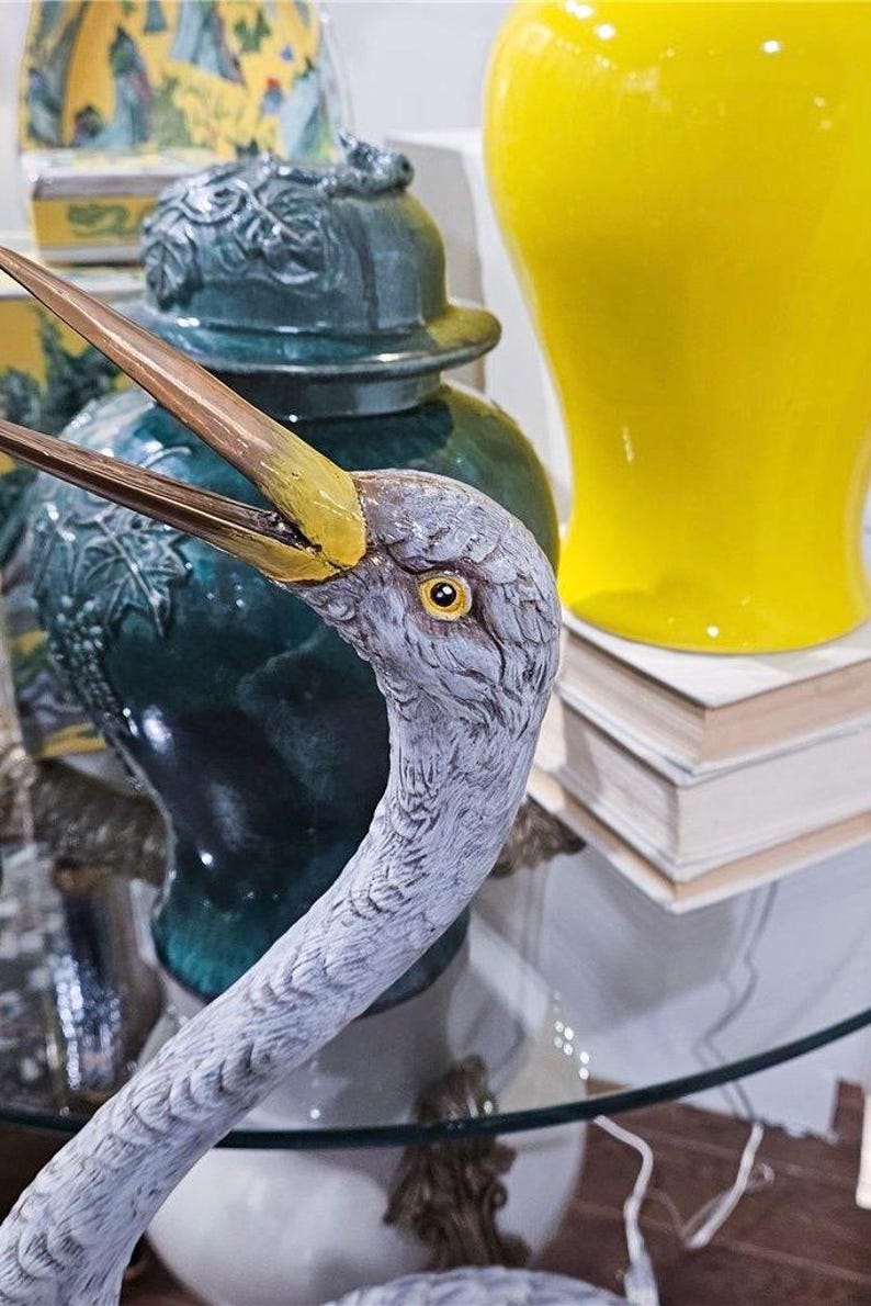 Porcelain Tall Crane With Bronze Ormolu Floor Sculpture-49”h - Etsy