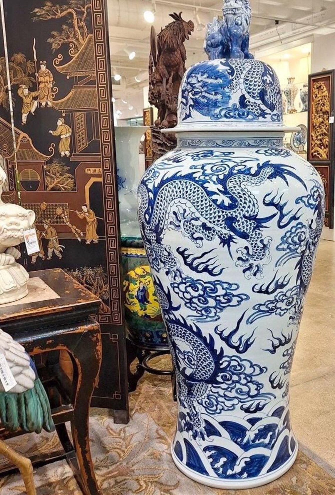 Exquisite Hand Painted Temple Jar Porcelain Dragon Floor Vase-62”h - Etsy
