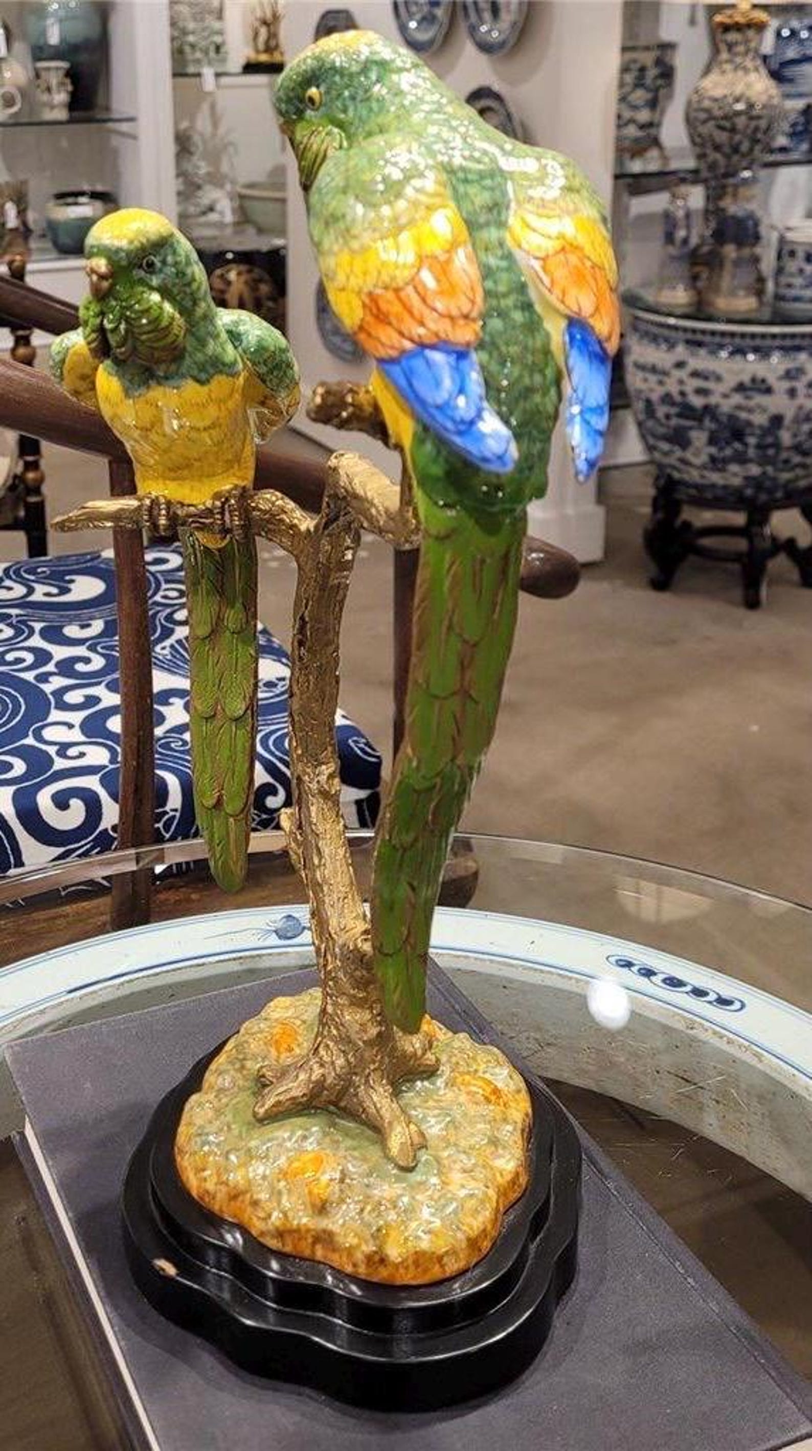 Porcelain Double Parrots Figurine With Bronze Ormolu - Etsy