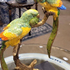 Porcelain Double Parrots Figurine With Bronze Ormolu - Etsy
