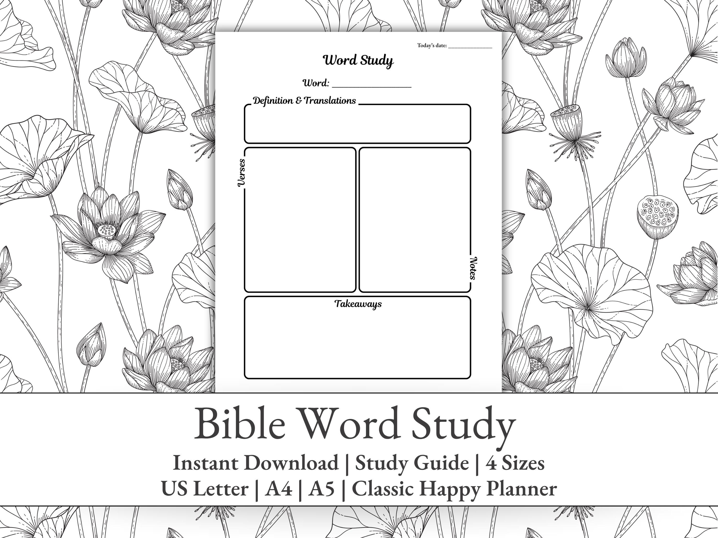 Bible Word Study Template Printable: Christian Planner, Study Guide ...