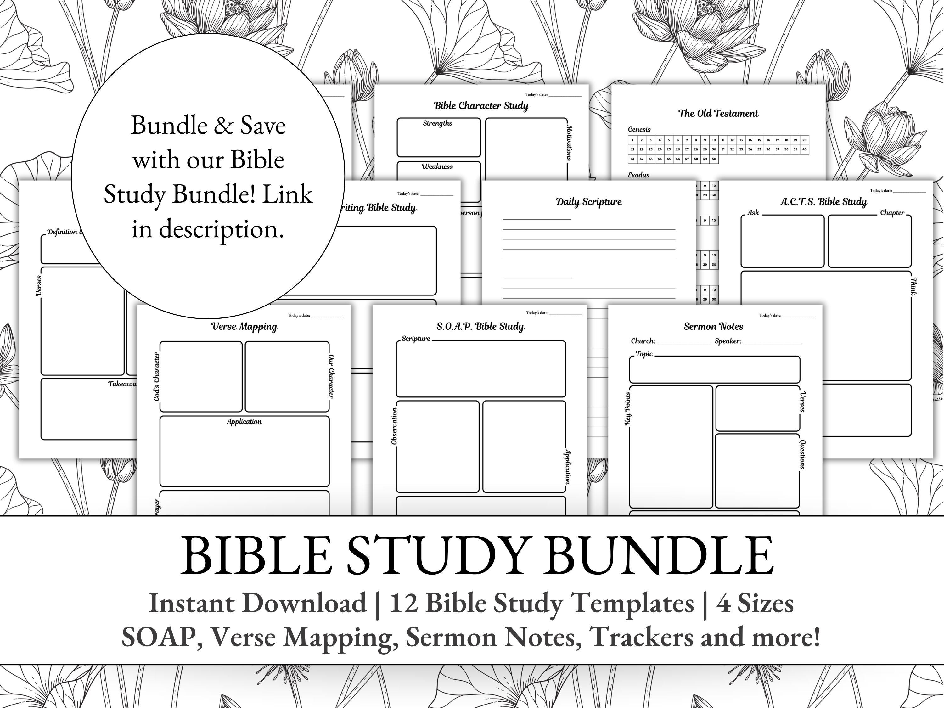 Minimalist Bible Chapter Study Template, Printable Chapter Reflection Bible Study PDF, Women's ...