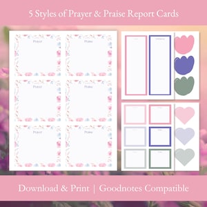 Printable Prayer Request and Praise Report Cards Pink Floral Blank ...