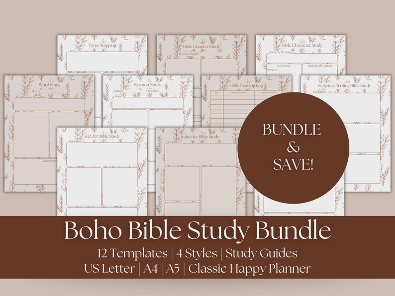 Boho Scripture Writing Bible Study Templates Digital Download Prayer ...