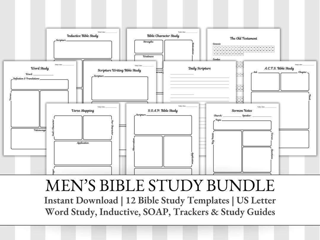 Men's Bible Study Bundle, 12 Templates, Inductive Bible Study, Bible ...