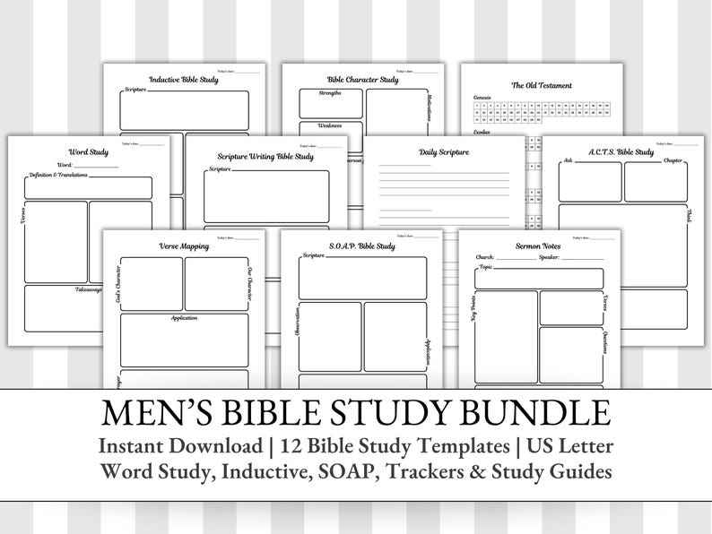 Men's Bible Study Templates Printable SOAP Method, Inductive, Verse ...