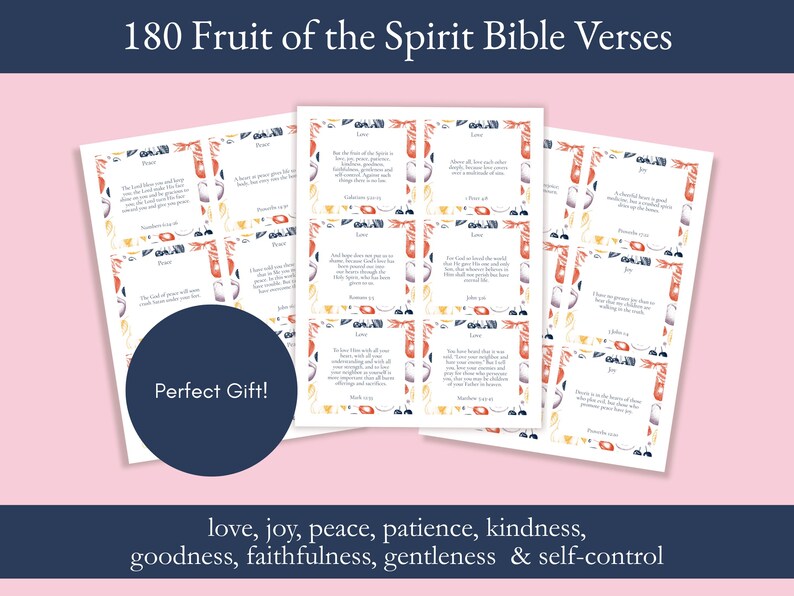 180 Bible Verse Cards, Fruit of the Spirit Scriptures, Printable ...