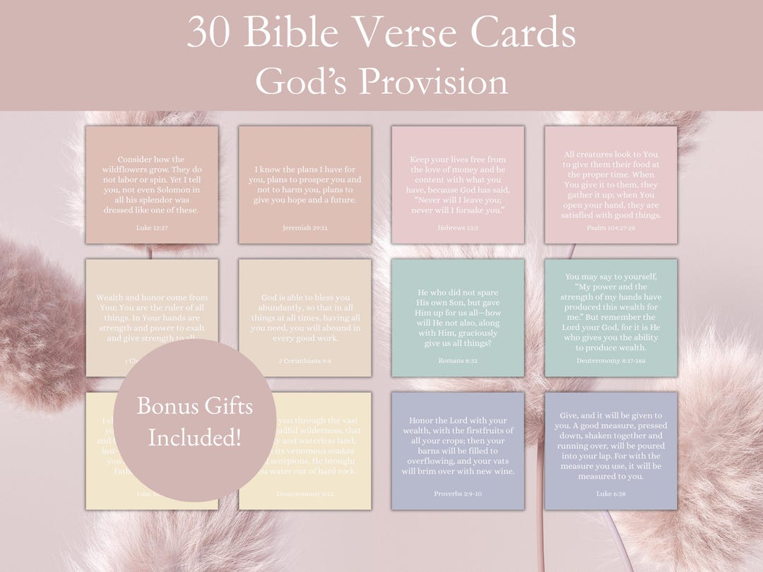 30 God's Provision Bible Verse Cards, Inspiring NIV Scripture ...