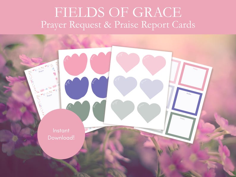 Printable Prayer Request and Praise Report Cards Pink Floral Blank ...