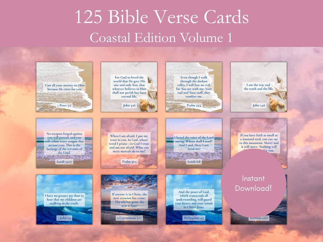 125 Bible Verse Cards Vol. 1, Inspiring NIV Scripture Printables ...