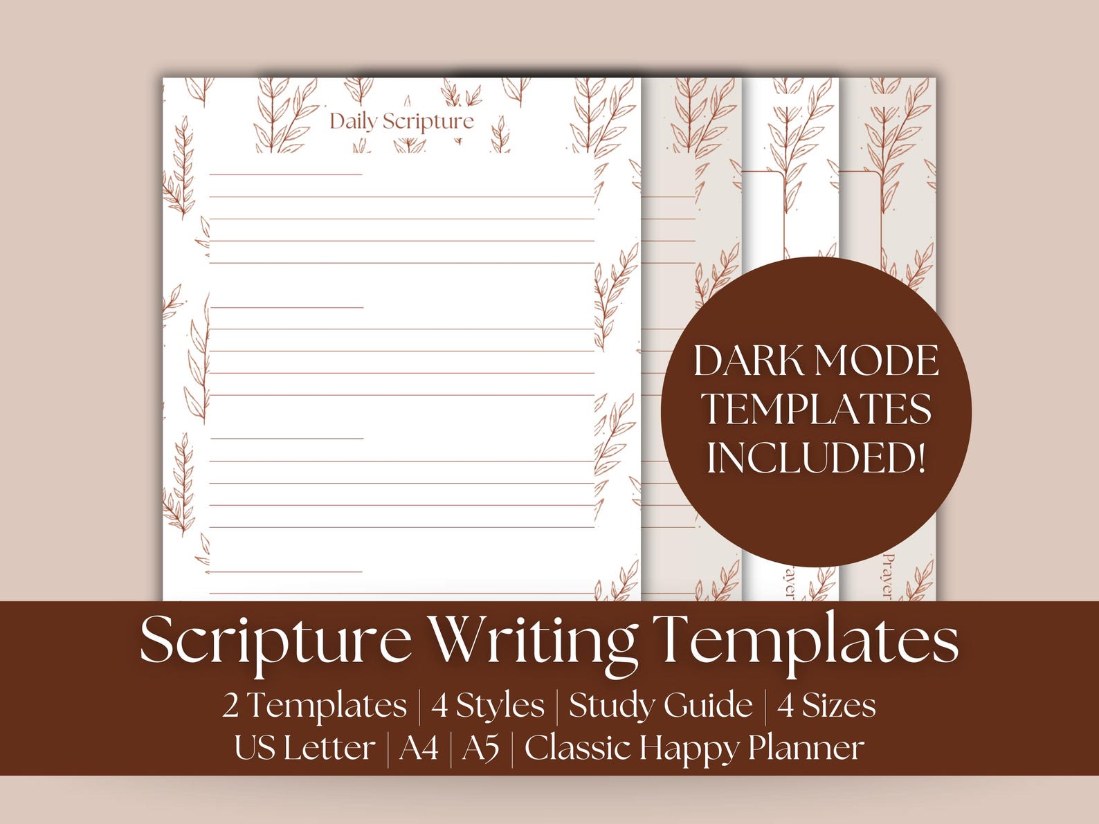 Boho Scripture Writing Bible Study Templates Digital Download Prayer ...