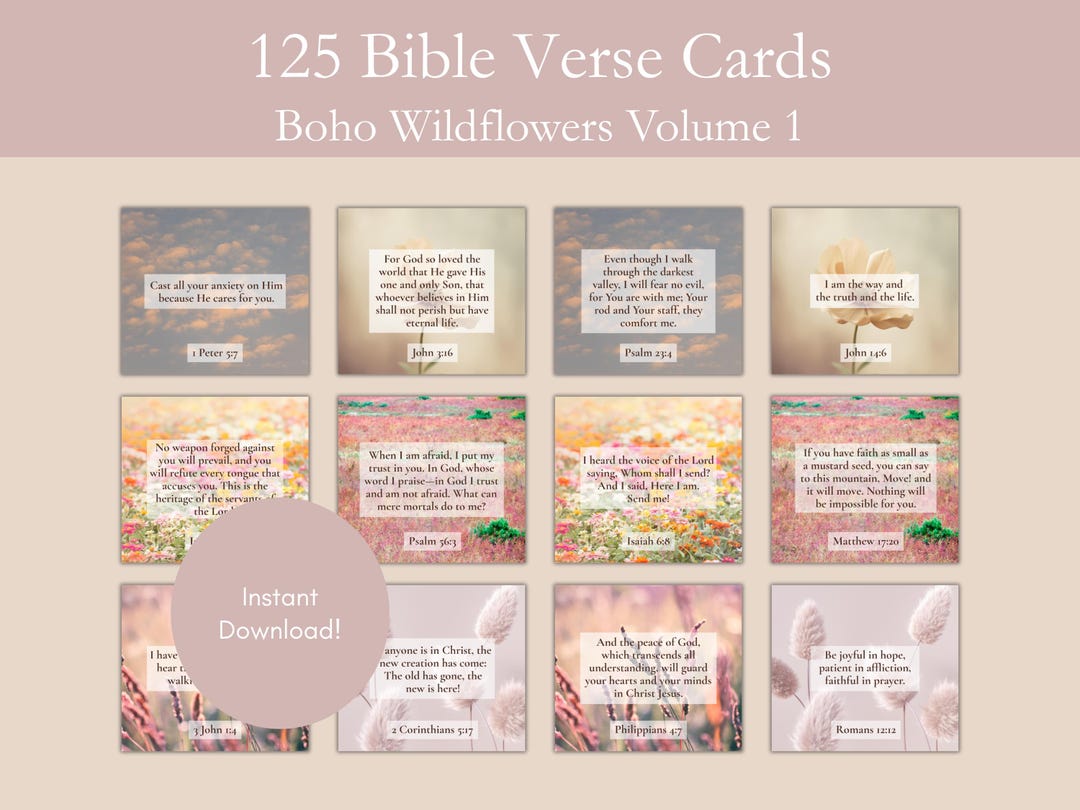 125 Bible Verse Cards Digital Download NIV Scripture Printable ...