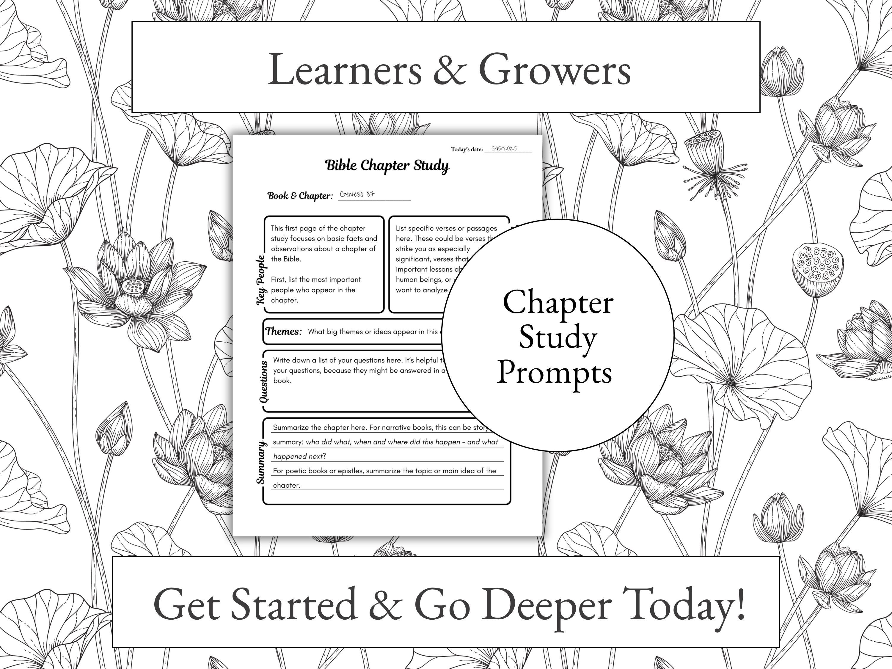 Minimalist Bible Chapter Study Template, Printable Chapter Reflection ...