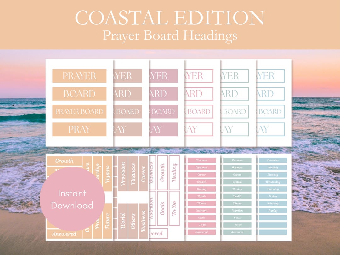 Prayer Board Headers Coastal Edition | Prayer Board Headings ...
