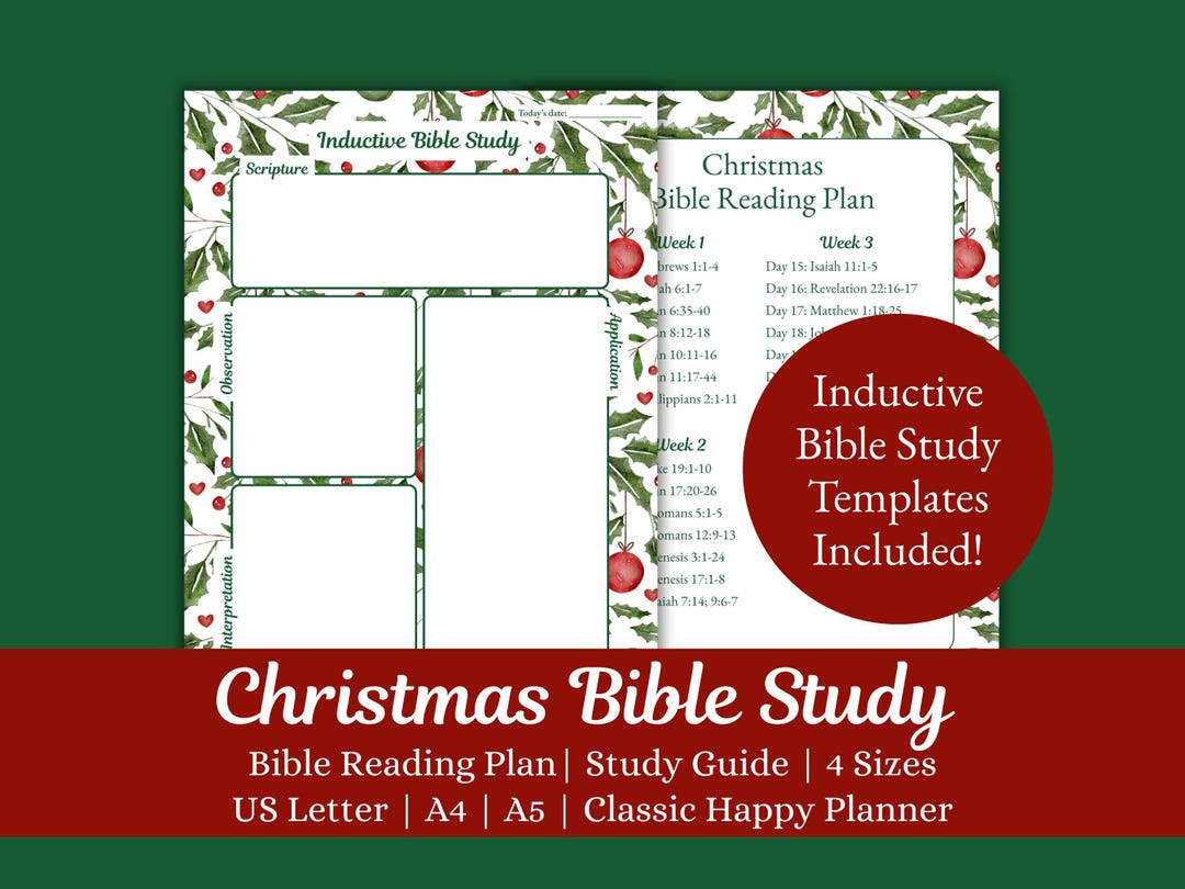 Inductive Bible Study Templates Bundle Christmas Reading Plan Happy ...
