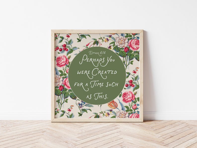 Esther 4:14 Bible Verse Print, Neutral Floral Home Decor (digital ...