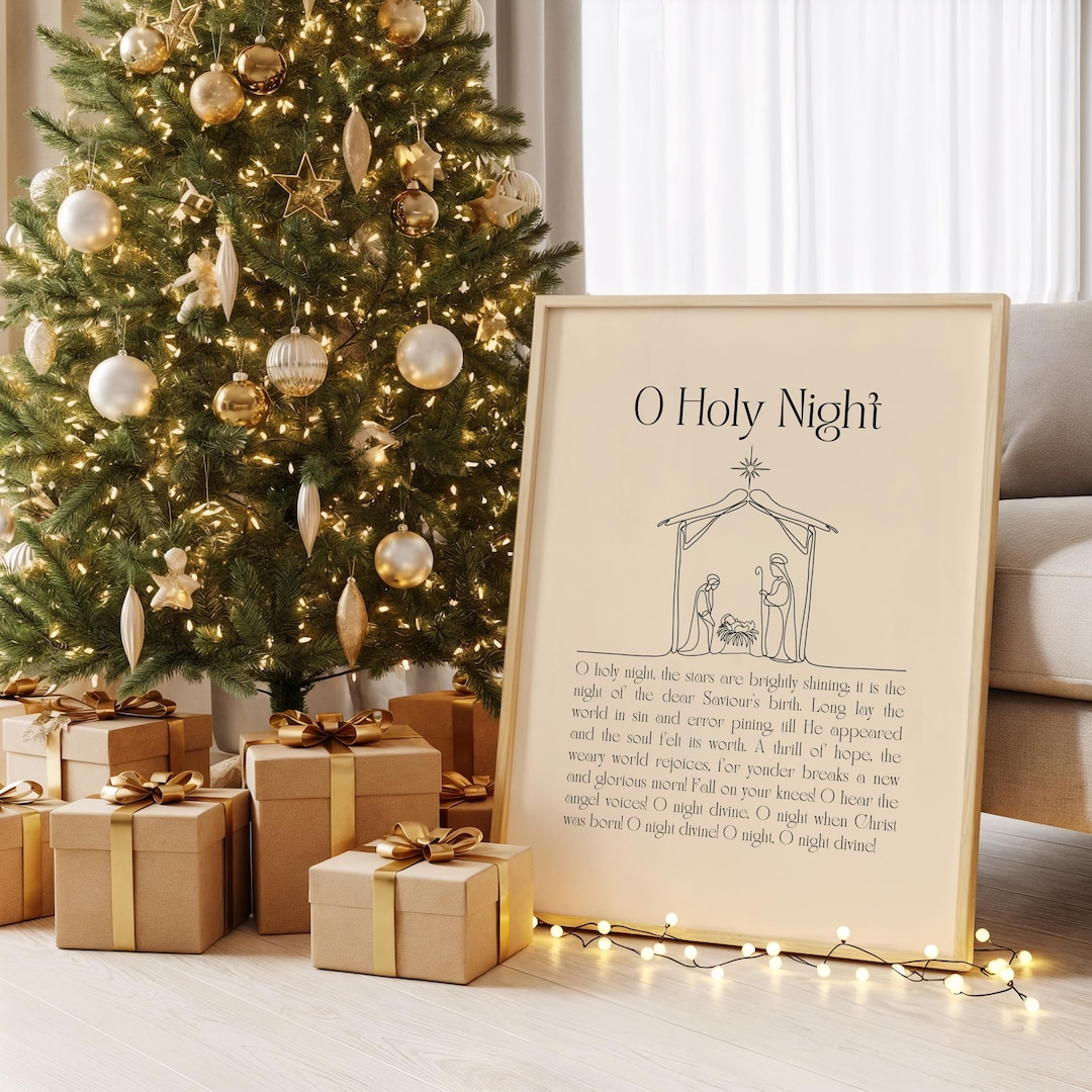 O Holy Night Christmas Carol Print: Nativity Wall Art, Printable Advent ...