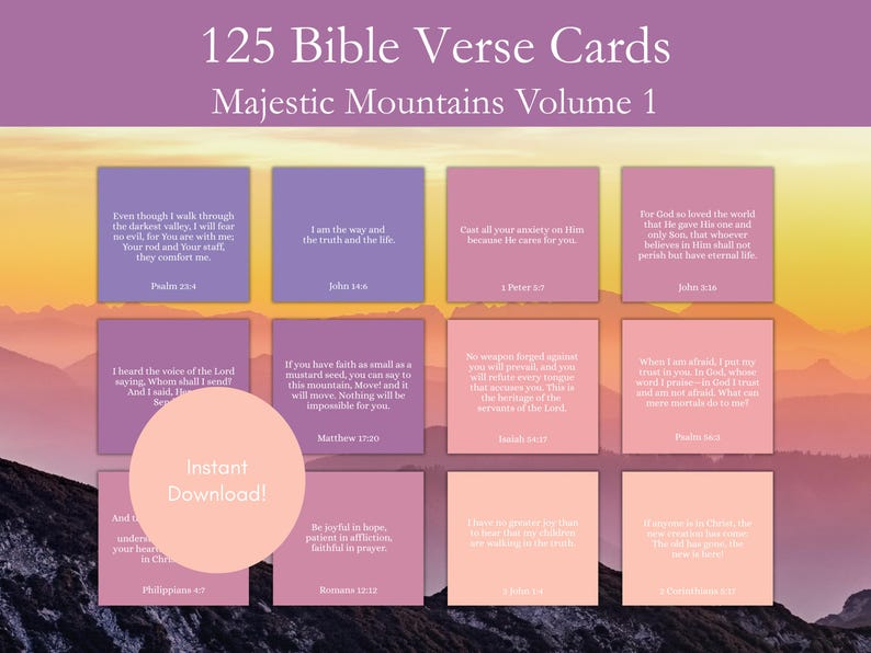 125 Bible Verse Cards Vol. 1, Inspiring NIV Scripture Printables ...