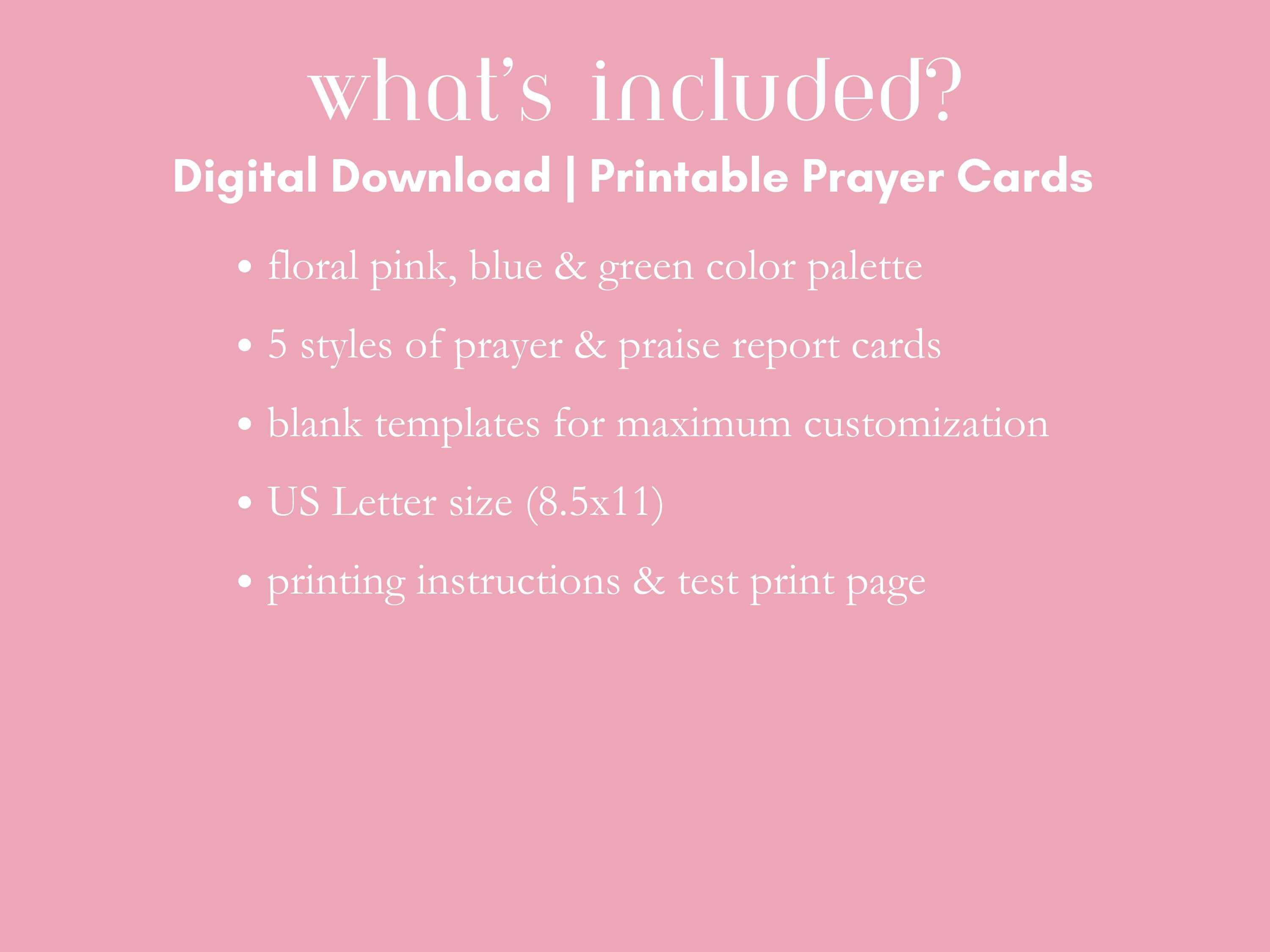 Printable Prayer Request and Praise Report Cards Pink Floral Blank ...