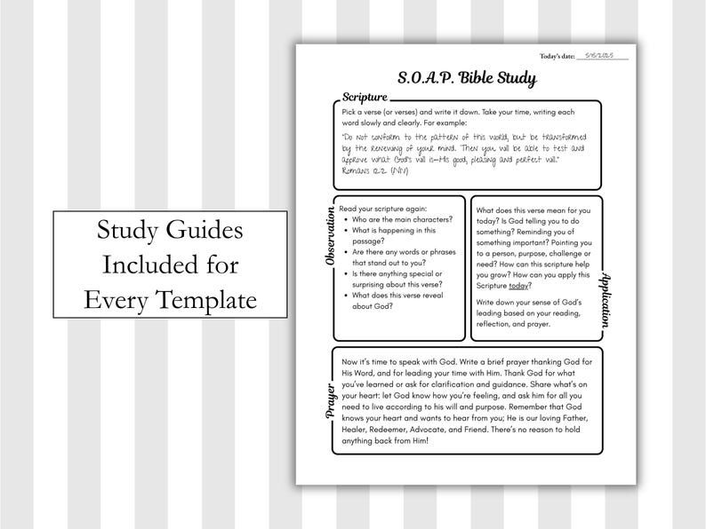 Men's Bible Study Templates Printable SOAP Method, Inductive, Verse ...