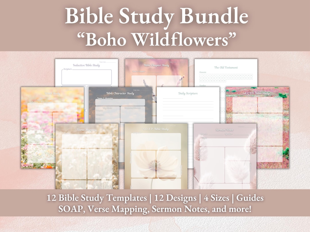 Bible Study Bundle Boho Printables: Digital Faith Journal, SOAP ...