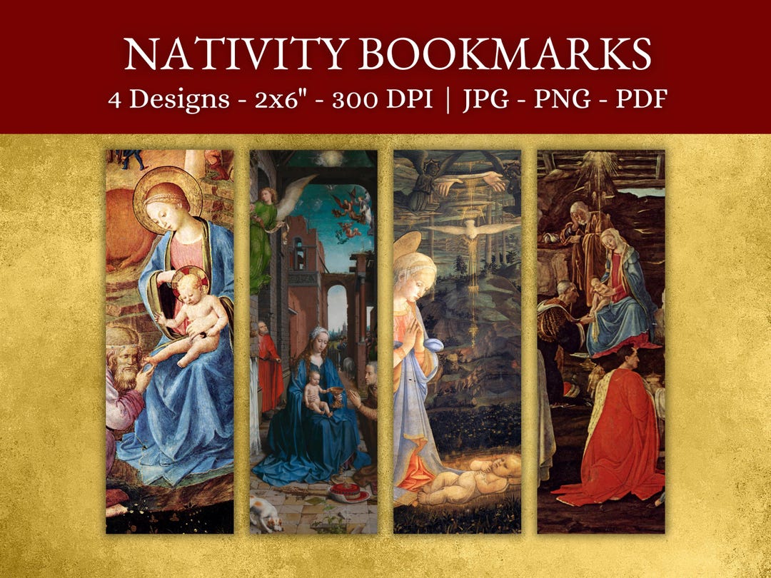 Christmas Bookmarks Digital Download Advent Artwork Printable Christian ...