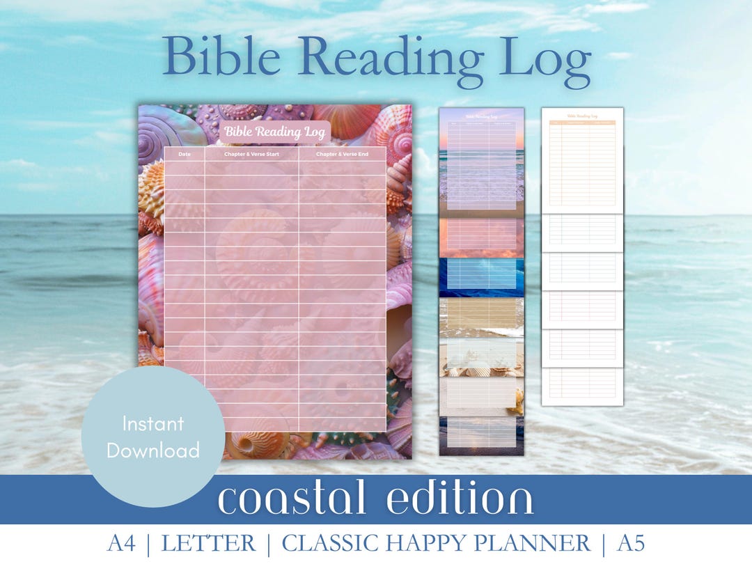 Summer Bible Reading Log Bundle: Printable Scripture Study Tracker, 14 ...