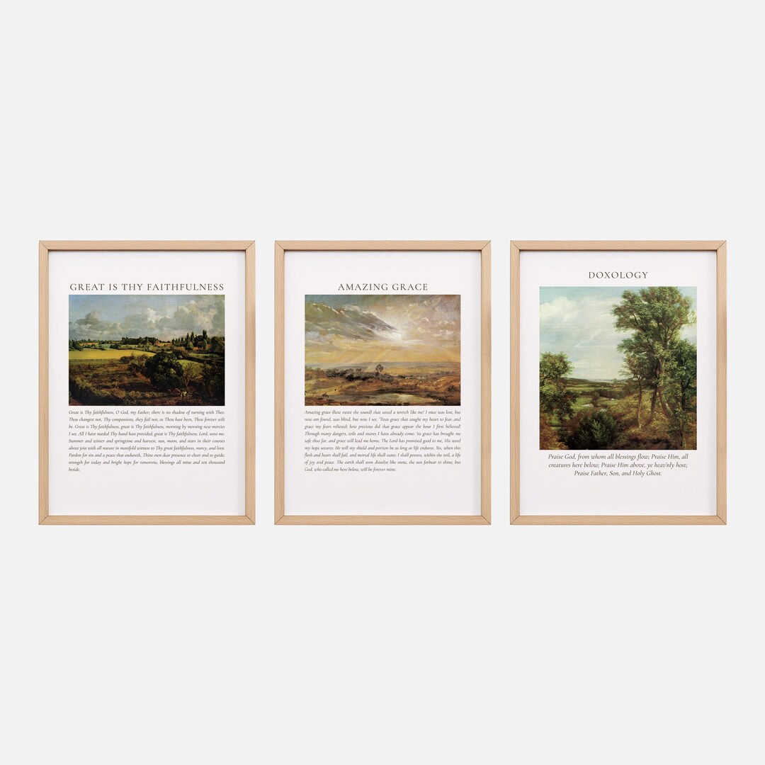 Hymn Gallery Wall Art Set Digital Download, Christian Home Decor ...