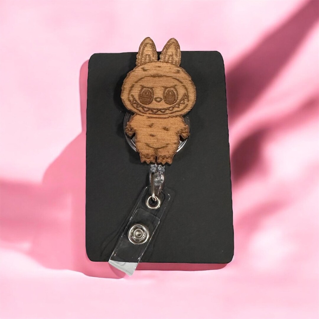Labubu Badge Reel – Engraved Retractable ID Holder - Etsy
