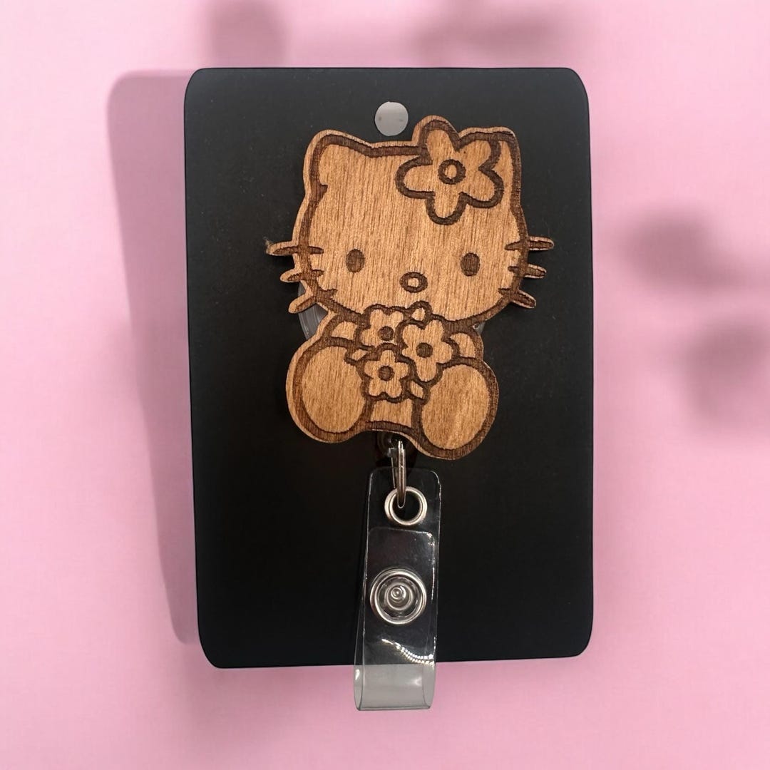 Hello Kitty Badge Reel – Engraved Retractable ID Holder - Etsy