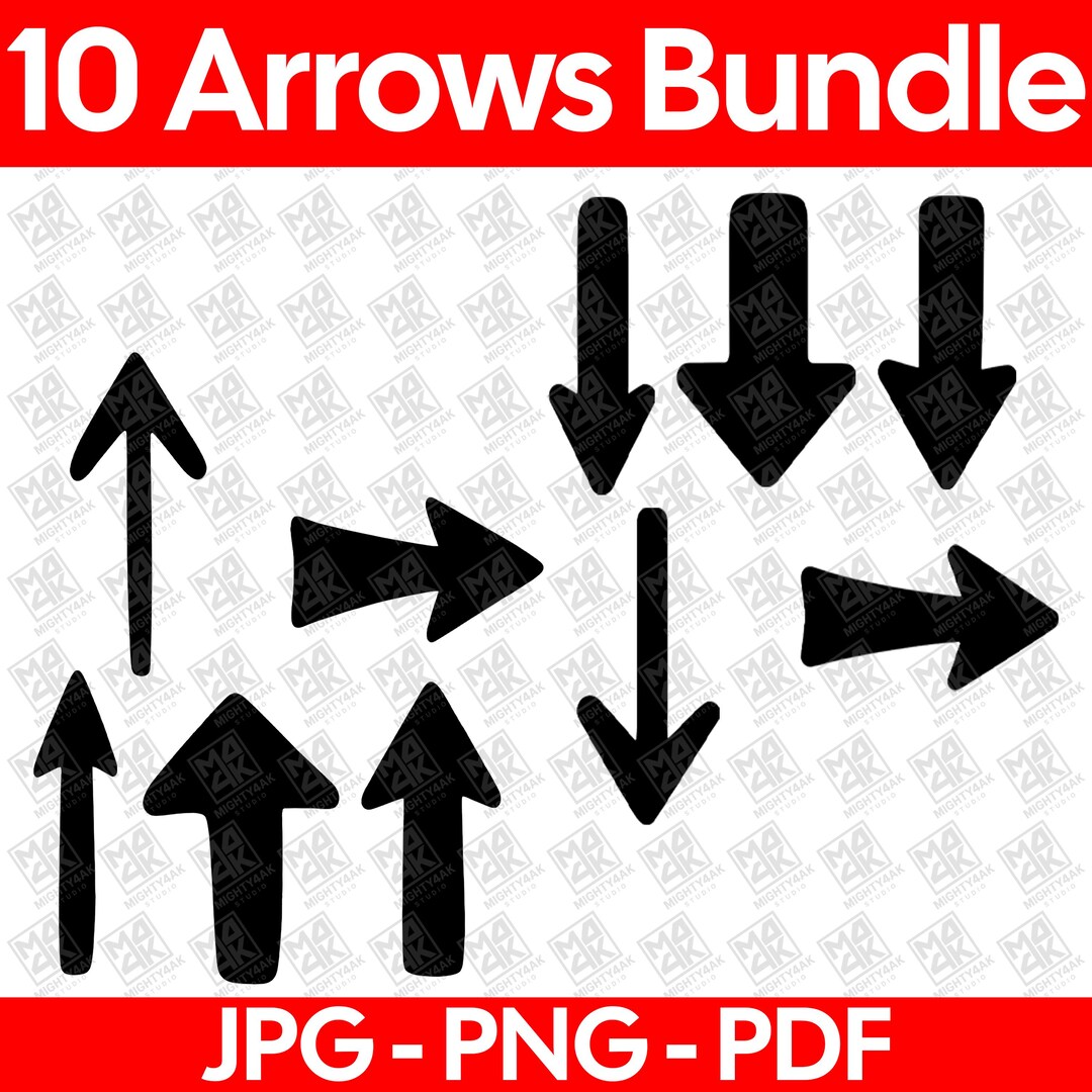 Bold Arrow Icons – Minimalist JPG ,PDF & PNG Set,modern Arrow Clipart ...