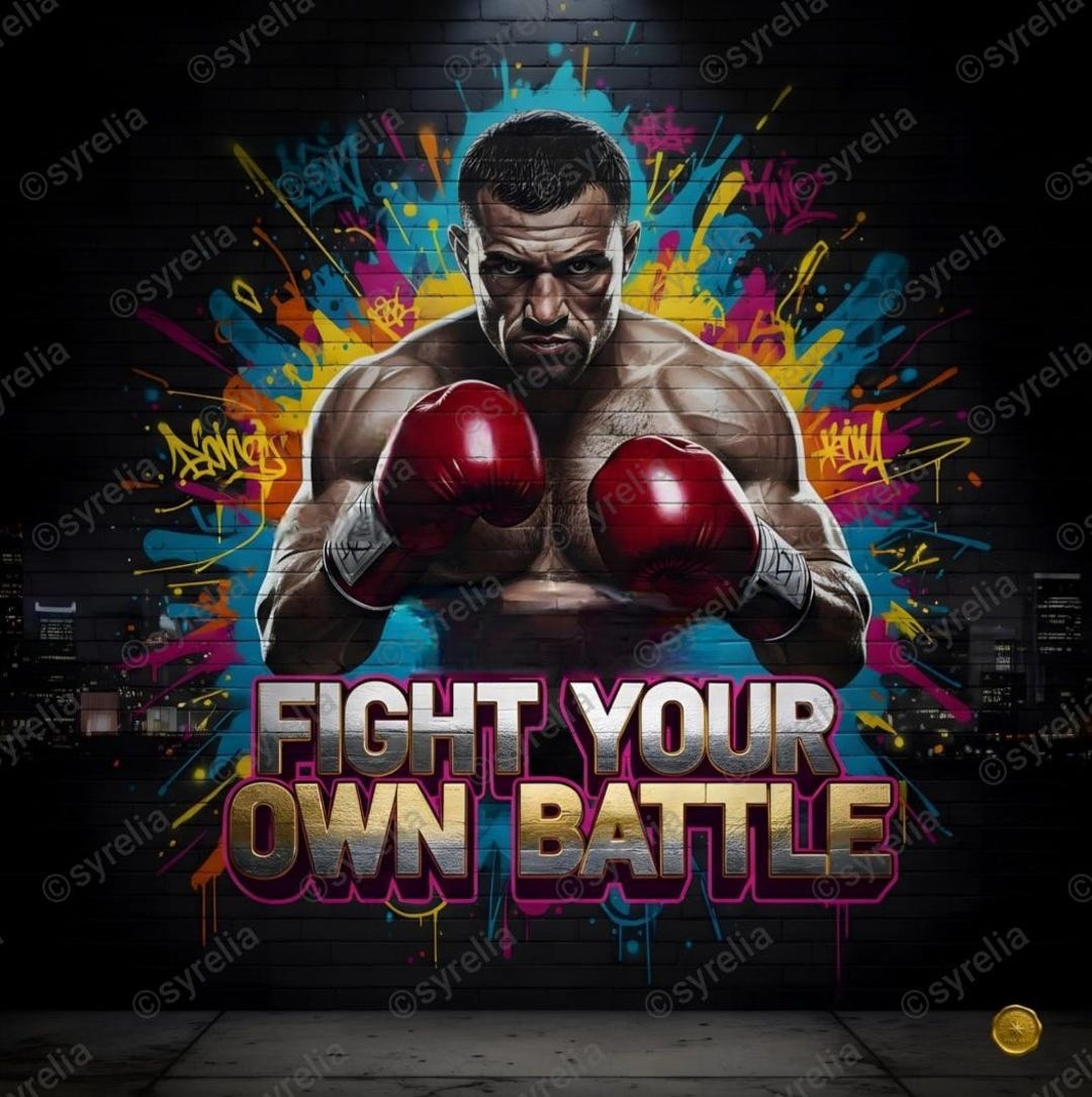Fight Your Own Battle – Motivational Boxer Graffiti Poster ...