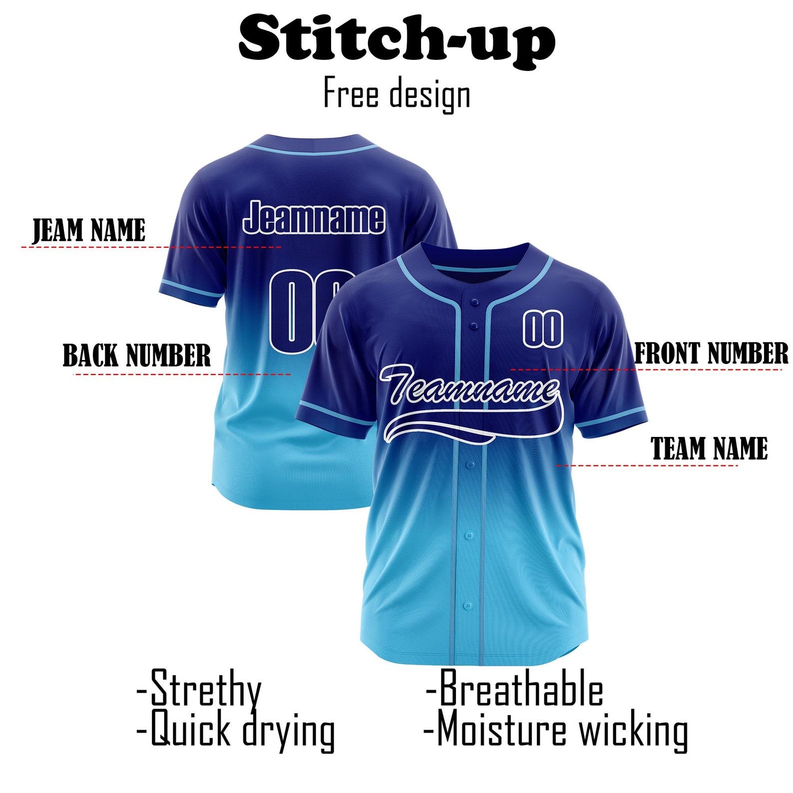 Custom Team Name Baseball Uniforms，gradient Baseball Uniforms ...
