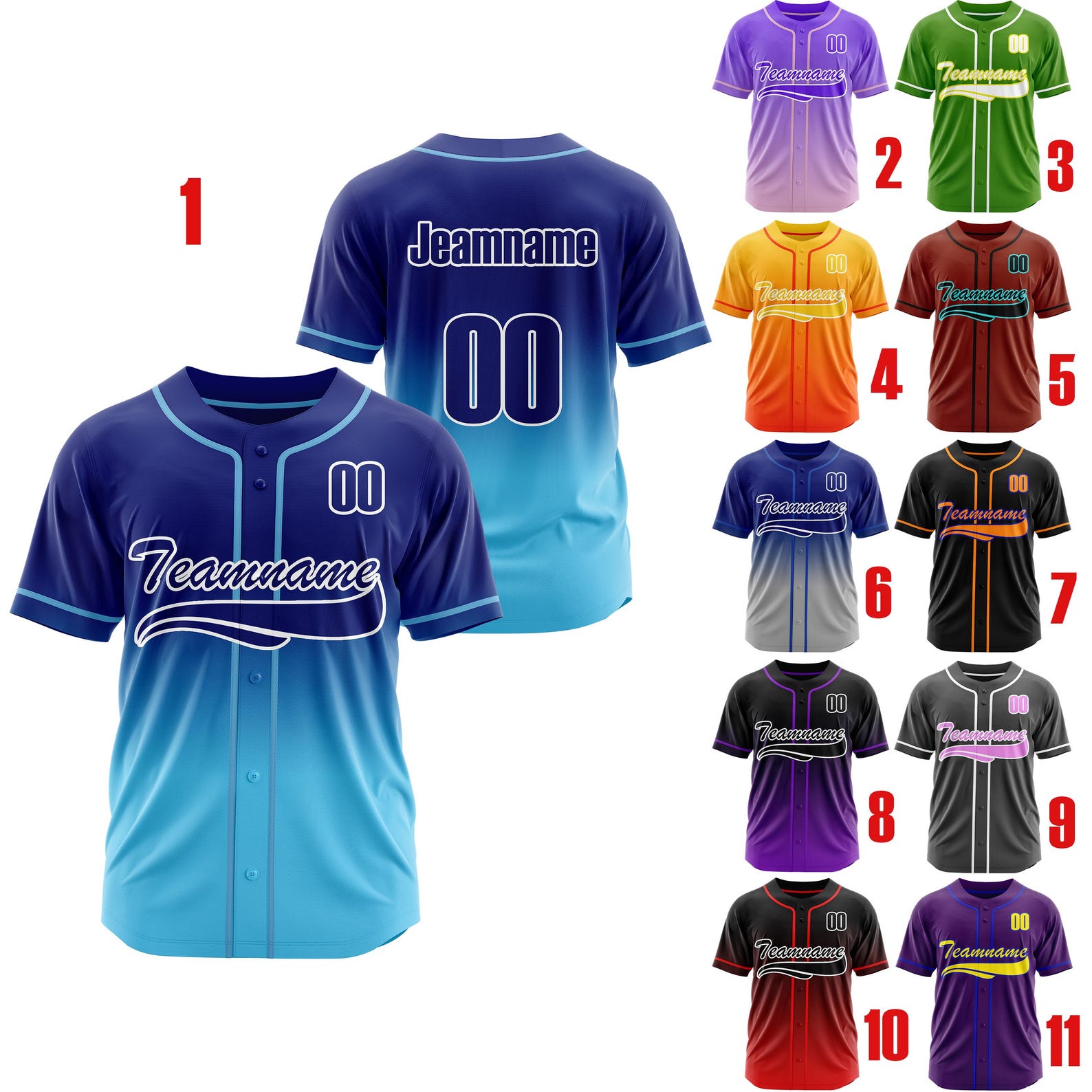 Custom Team Name Baseball Uniforms，gradient Baseball Uniforms ...