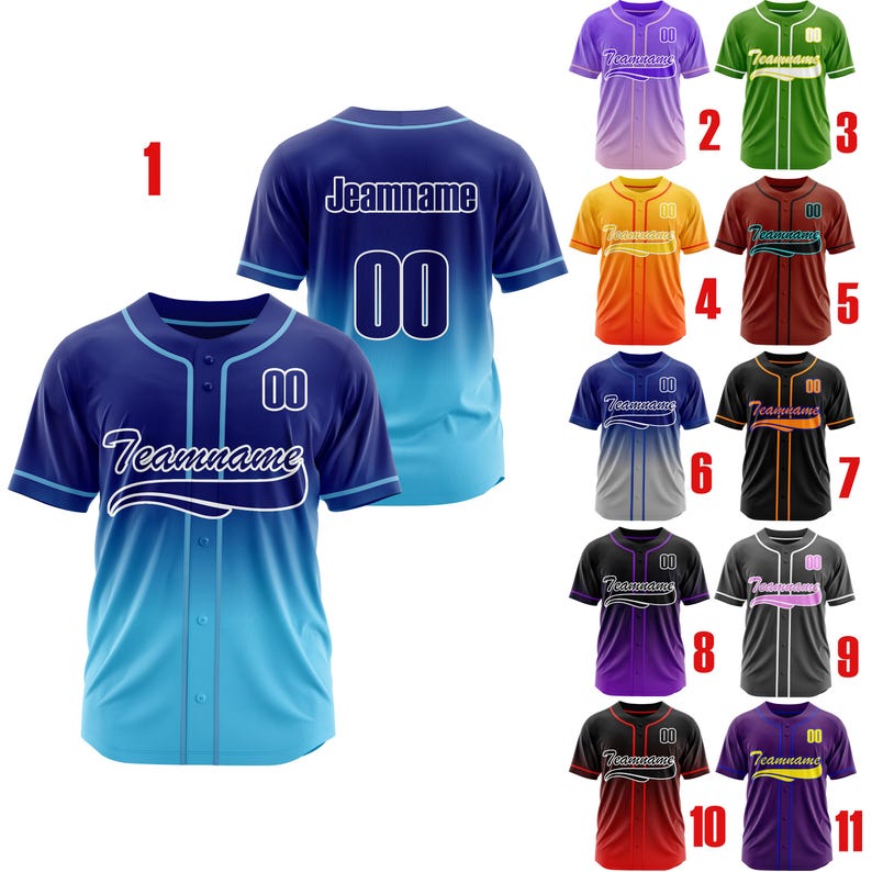 Custom Team Name Baseball Uniforms，gradient Baseball Uniforms ...