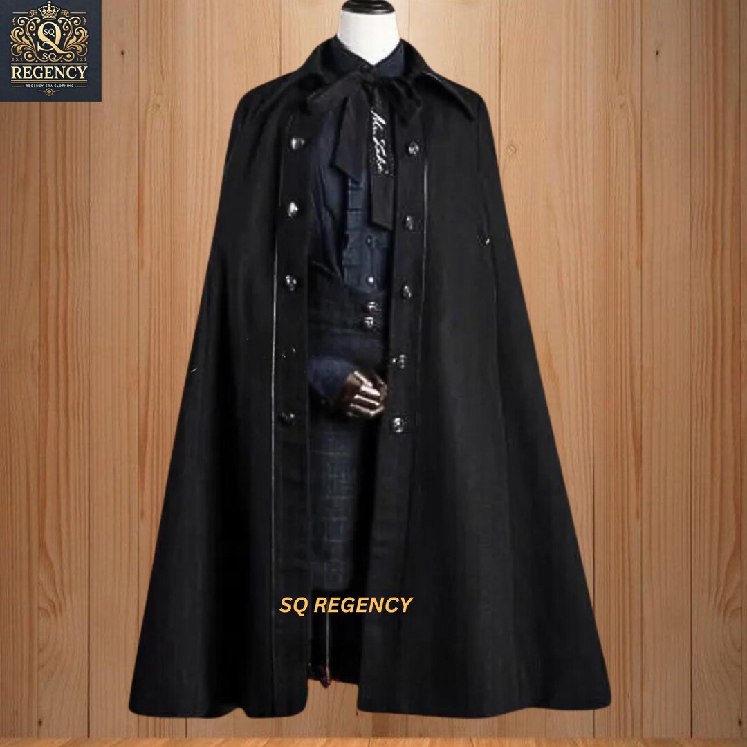Men's Black Replica Military Cape – Custom Tailored Wool Cloak ...
