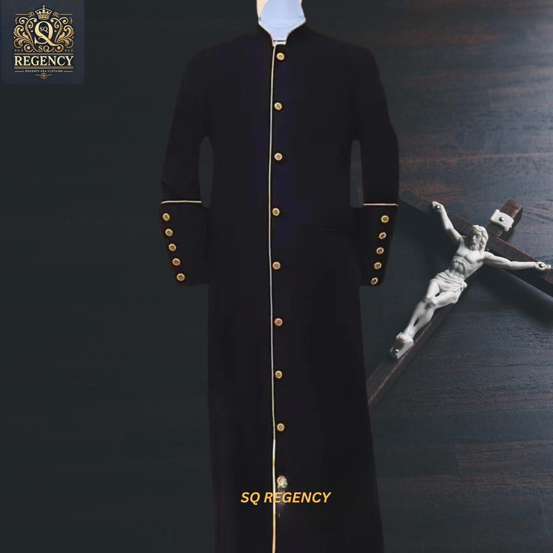 Caleb White & Black Clergy Robe for Men – Gold Accents, Cosplay Legend ...