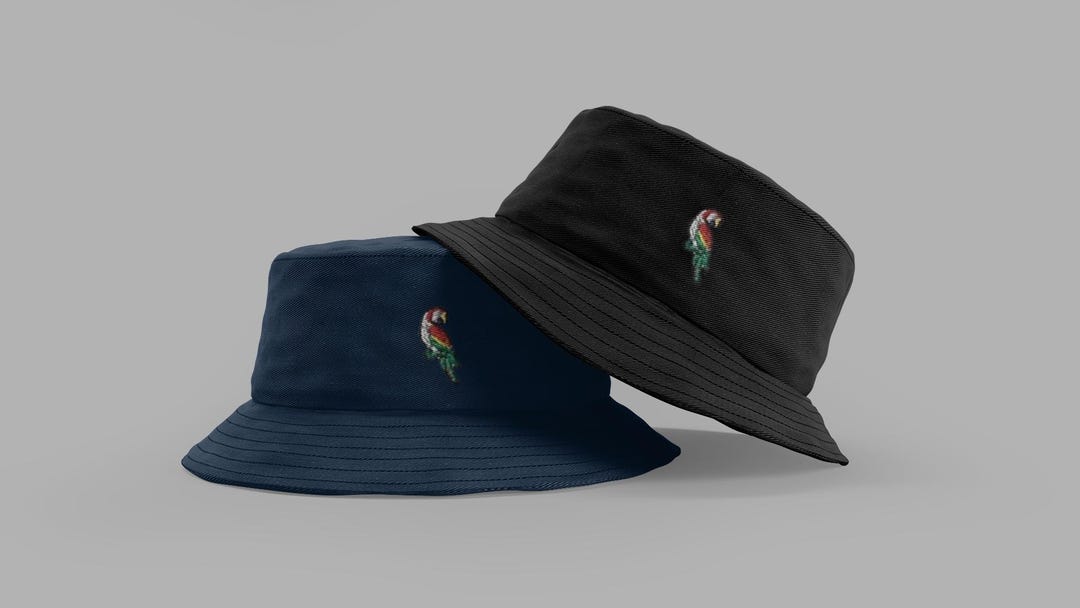 Embroidered Parrot Bucket Hat – Tropical Summer Bird Hat | Colorful ...