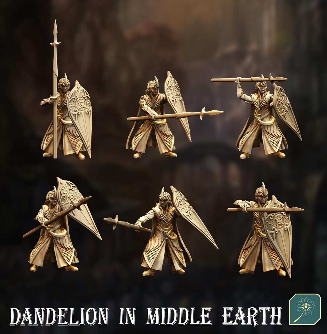 Elves of Golden Wood With Spear and Shield - MESBG - LOTR - Dandelion ...