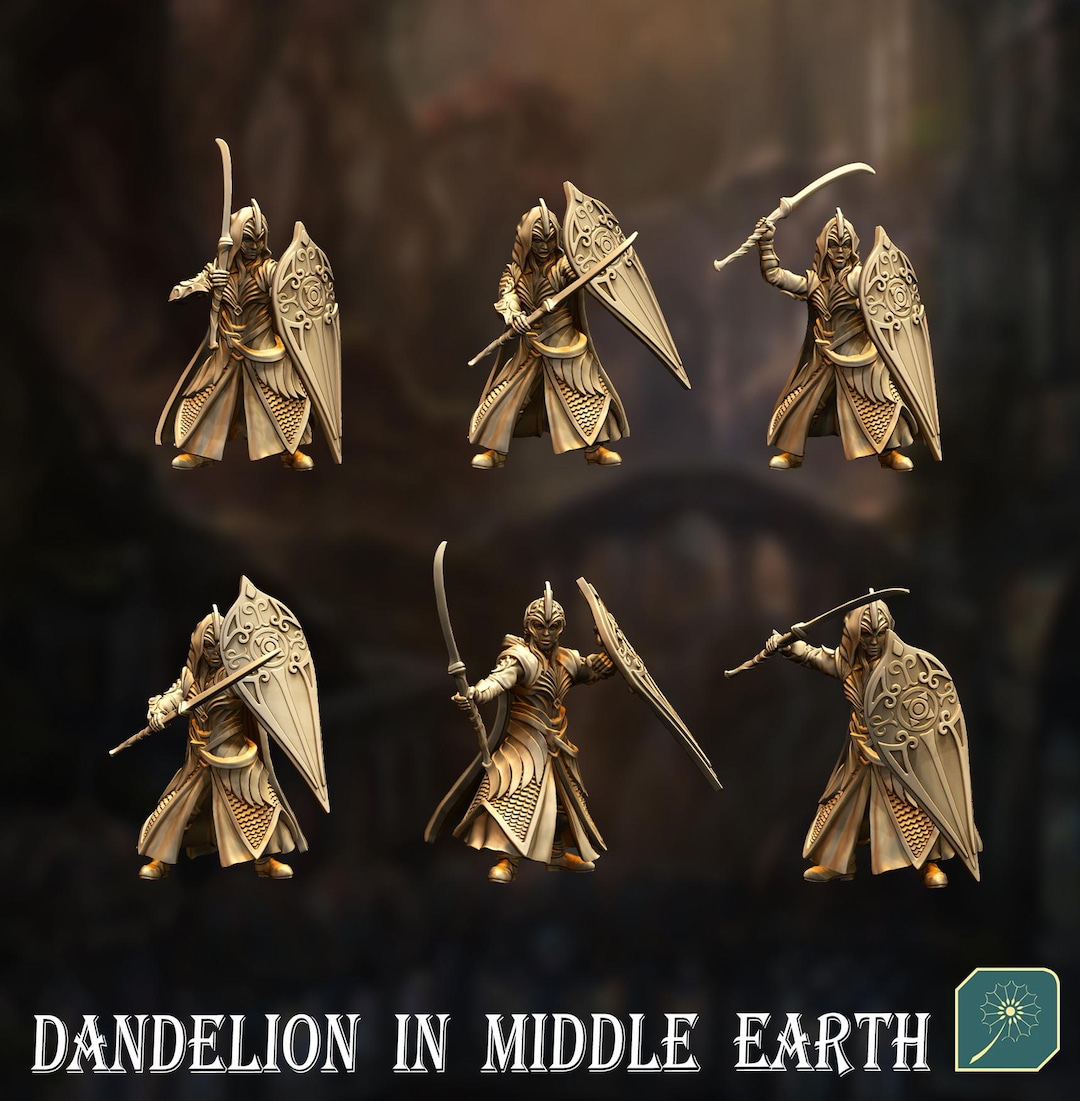 Elves of Golden Wood With Sword and Shield - MESBG - LOTR - Dandelion ...