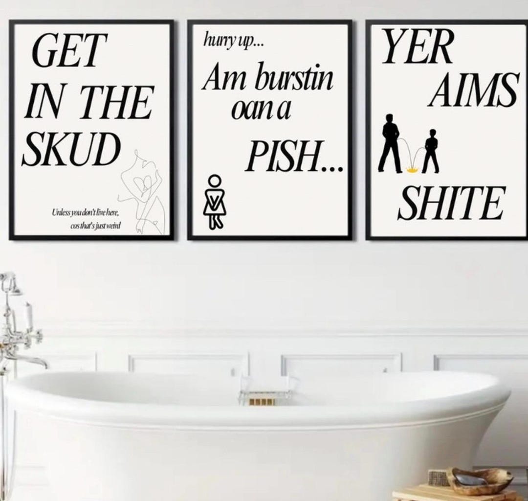 Scottish Slang Bathroom Print Set of 3 | Funny Scottish Quote Wall Art ...