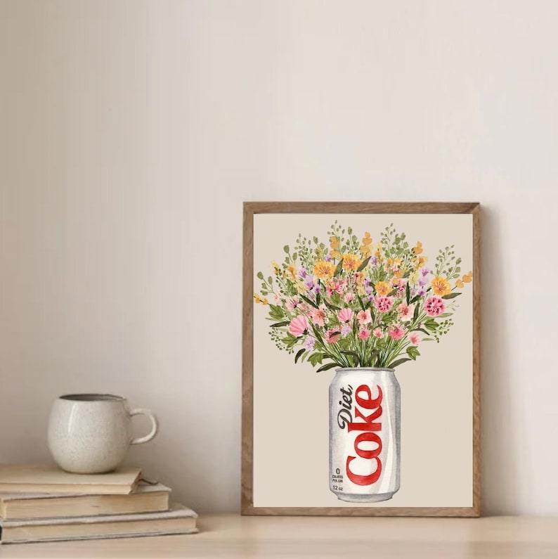 Diet Coke Flowers Can A4 | Cheeky Scottish Wall Art | Personalised ...