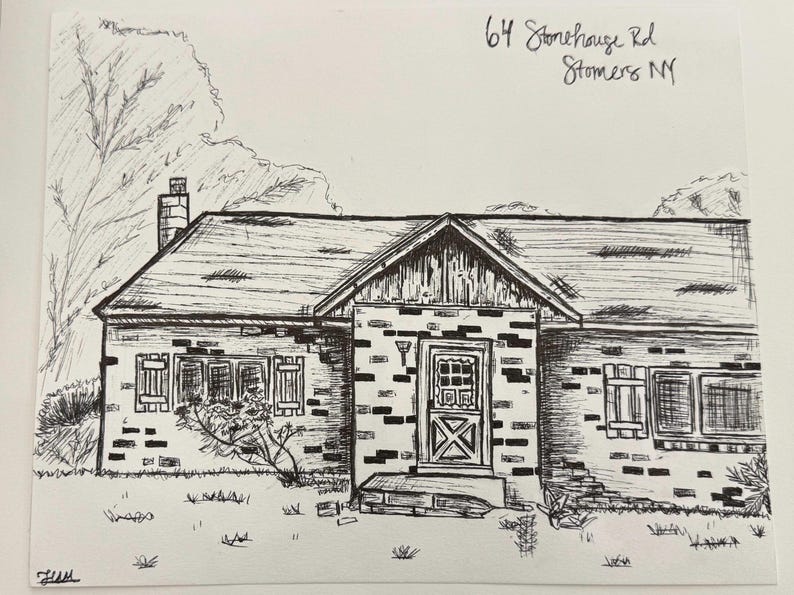 Custom House Drawing | Hand-drawn Architecture & Landscape Sketch ...